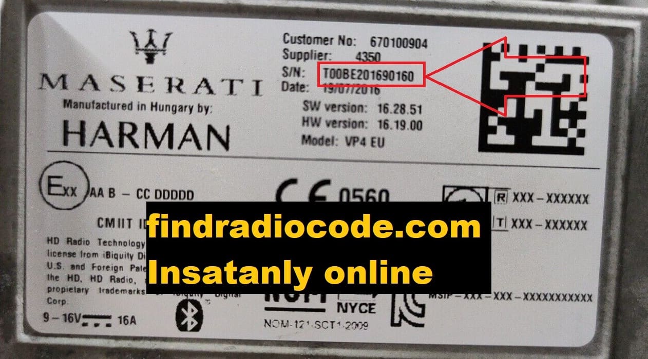 Maserati VP4 8.4inch Radio Code Instant Unlock Online Lookup ⚡